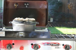Using the Camp Chef Big Gas Grill as a Dutch oven table